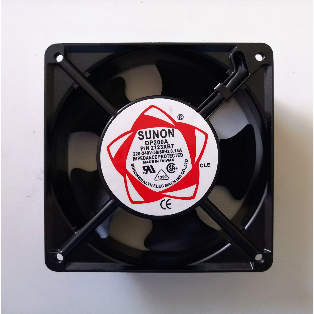 พัดลมระบายอากาศ #DP200A ยี่ห้อ #SUNON ขนาด120mm(W) x 120mm(L) x 38mm(H) (4.5 นิ้ว) ไฟ220V ...