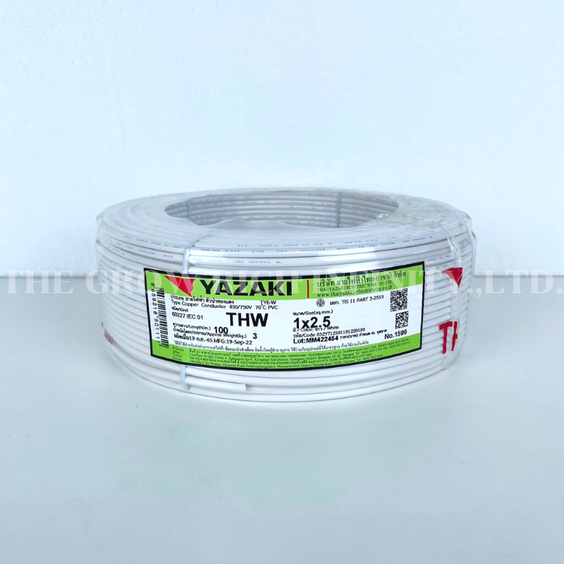 THAI YAZAKI สายไฟ THW 1x2.5 Sq.mm. สายไฟ ไทย ยาซากิ 1x2.5 Sq.mm ความยาว 100 เมตร | Shopee Thailand