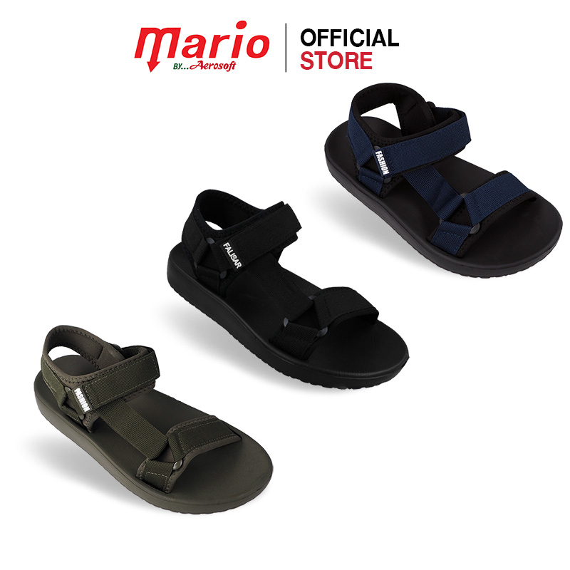 Mario by Aerosoft รองเท้าแตะรัดส้นรุ่น CW003 สีดำ/น้ำเงิน/เทา (คละสี ...