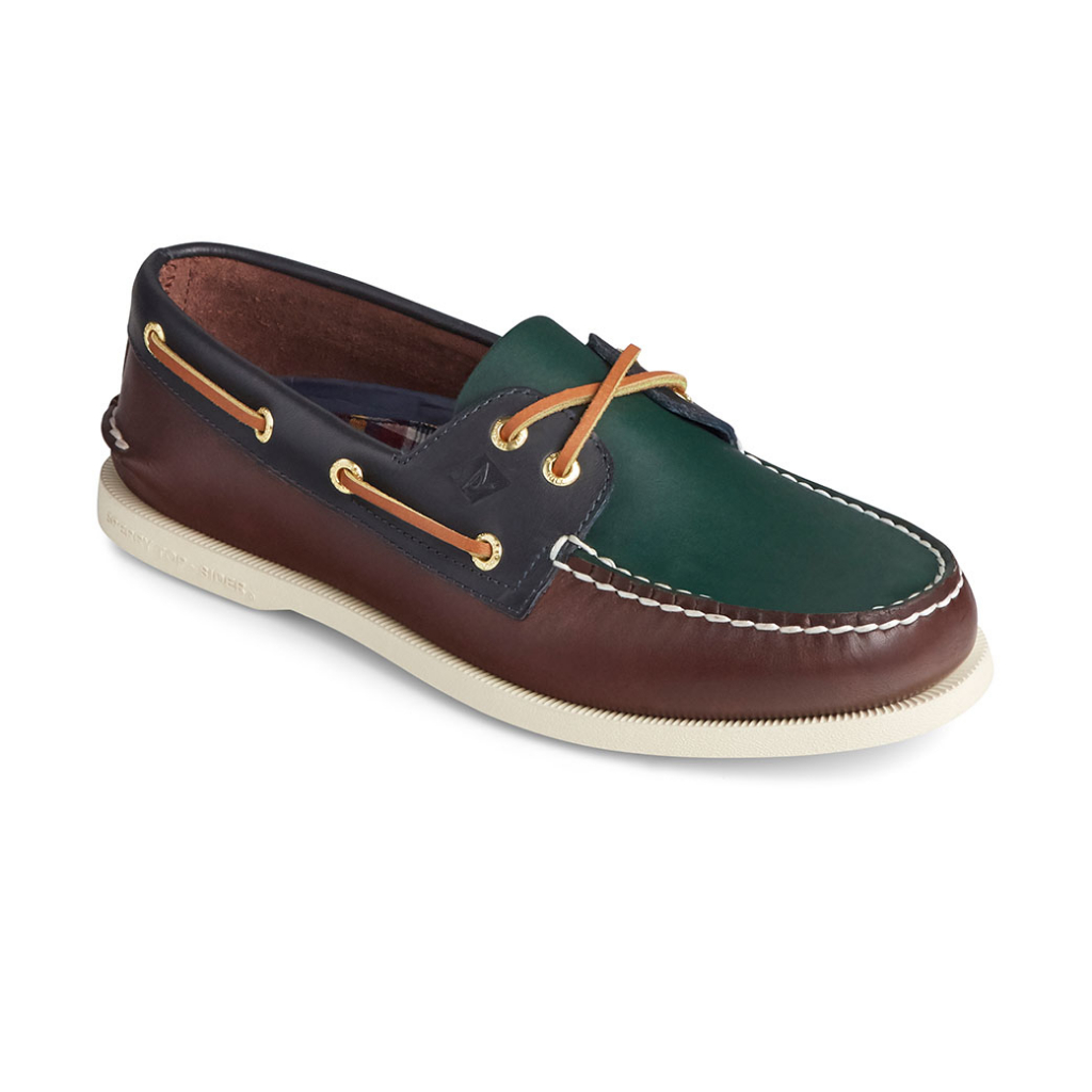 SPERRY A O 2-Eye Leather Brown Olive Navy | Shopee Thailand