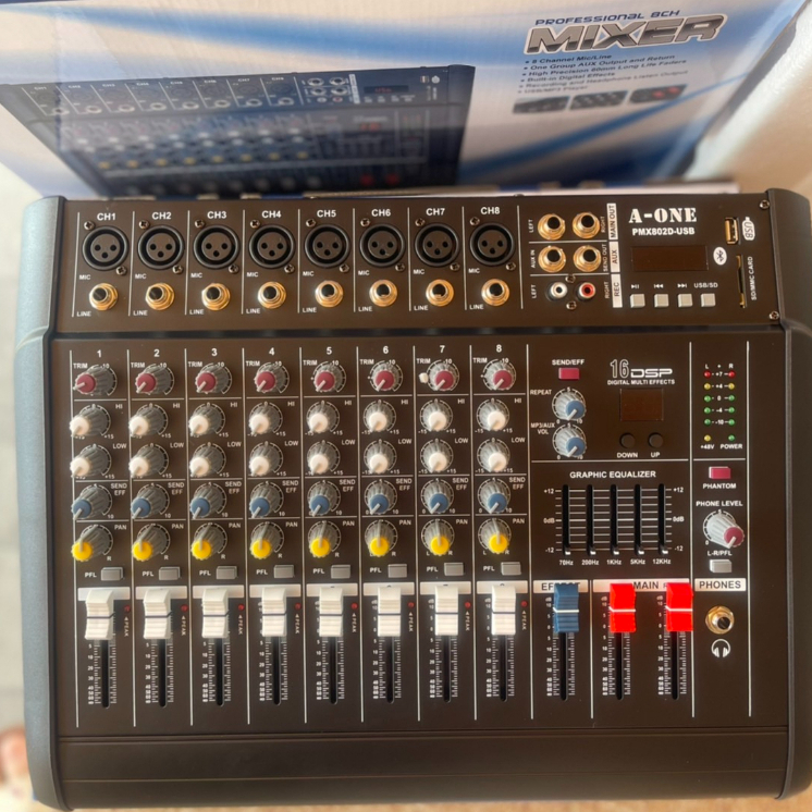 เพาเวอร์มิกเซอร์ ขยายเสียง 600วัตต์ 8CH BLUETOOTH USB/SD CARD EFFECT ...