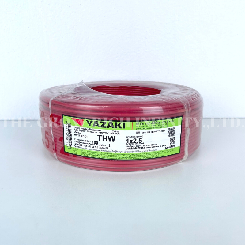 THAI YAZAKI สายไฟ THW 1x2.5 Sq.mm. สายไฟ ไทย ยาซากิ 1x2.5 Sq.mm ความยาว 100 เมตร | Shopee Thailand