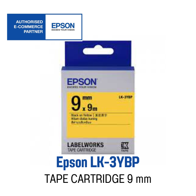 EPSON Tape 9 mm. Black On Yellow Epson เทปพิมพ์อักษร 9 มม. ดำพื้นเหลือง ...