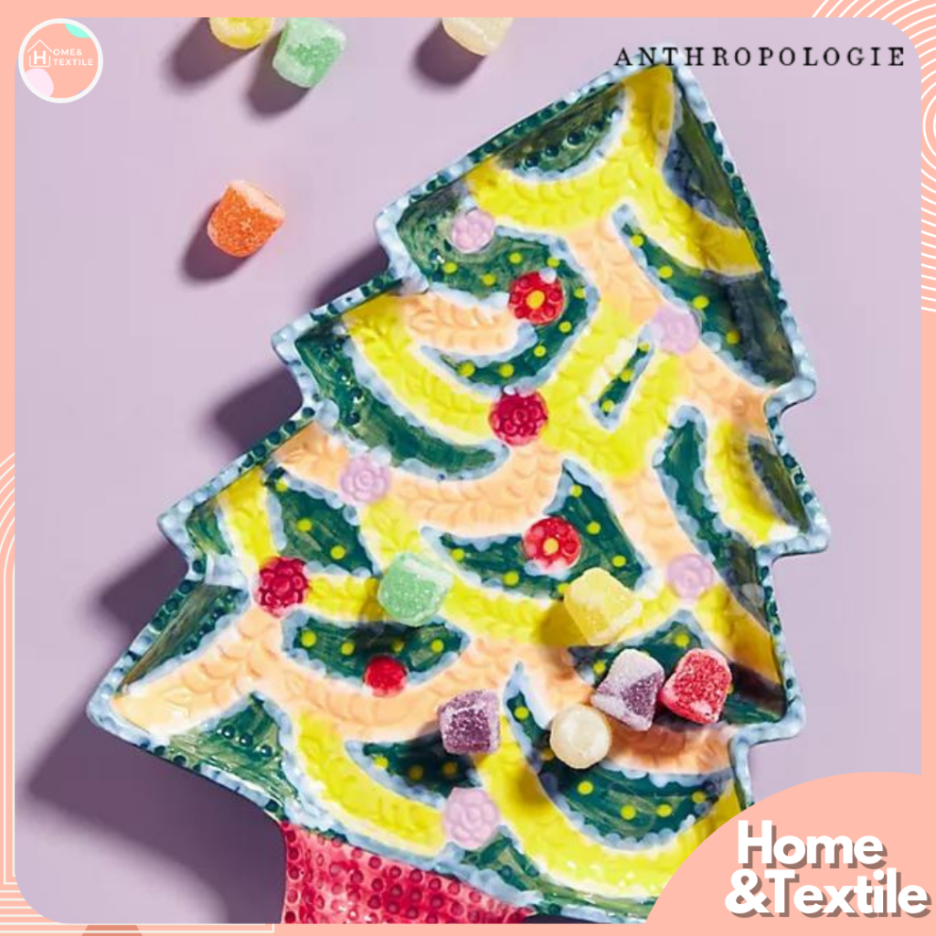 จานเซรามิค Anthropologie | Nathalie Lete Christmas Tree Dessert Plate ...