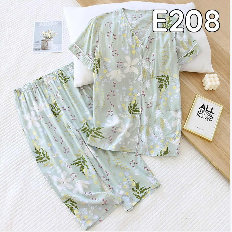 ชุดนอนผ้าเยื่อไผ่แขนสั้นขาสี่ส่วนE002/E003/E0011/E0089/E0037/E0204 ...