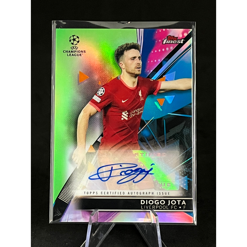 การ์ดบอล Topps Diogo Jota Liverpool Auto ลายเซ็น The Finest neon green ...
