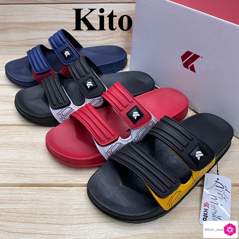 Kito AH 157 รองเท้าแตะแบบสวม (31-43) สีดำ/กรม/แดง | Shopee Thailand