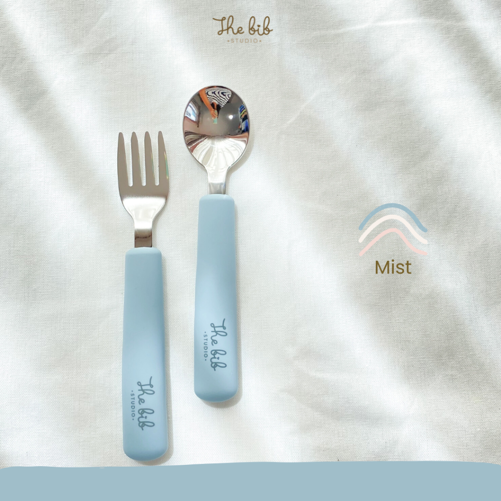 The Bib Studio ใหม่ ช้อนส้อมเด็ก ช้อนส้อมสแตนเลสเด็ก ช้อนทานข้าวเด็ก ...