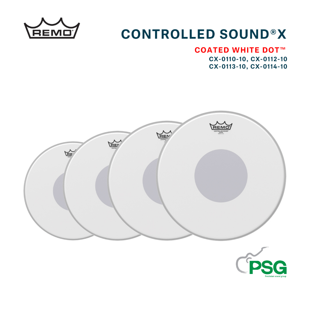 REMO USA. CONTROLLED SOUND® X COATED BLACK DOT ™ DRUMHEAD - TOP BLACK ...