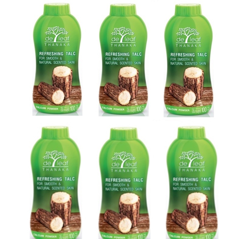 (ยกแพค/6ขวด) De Leaf Thanaka Powder 80g เดอลีฟ ทานาคา พาวเดอร์ แป้งฝุ่น ...