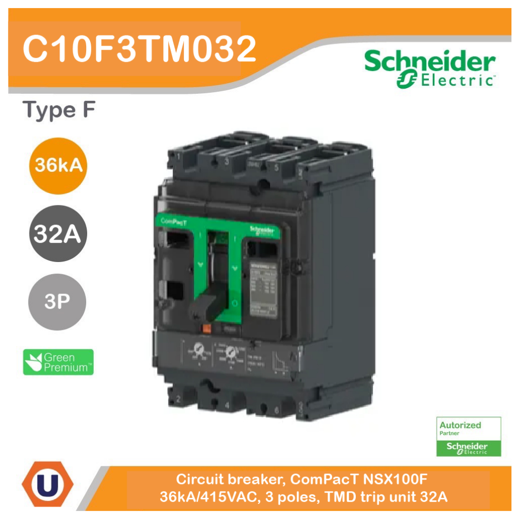 Schneider Circuit breaker, ComPacT NSX100F, 36kA/415VAC, 3 poles, TMD ...