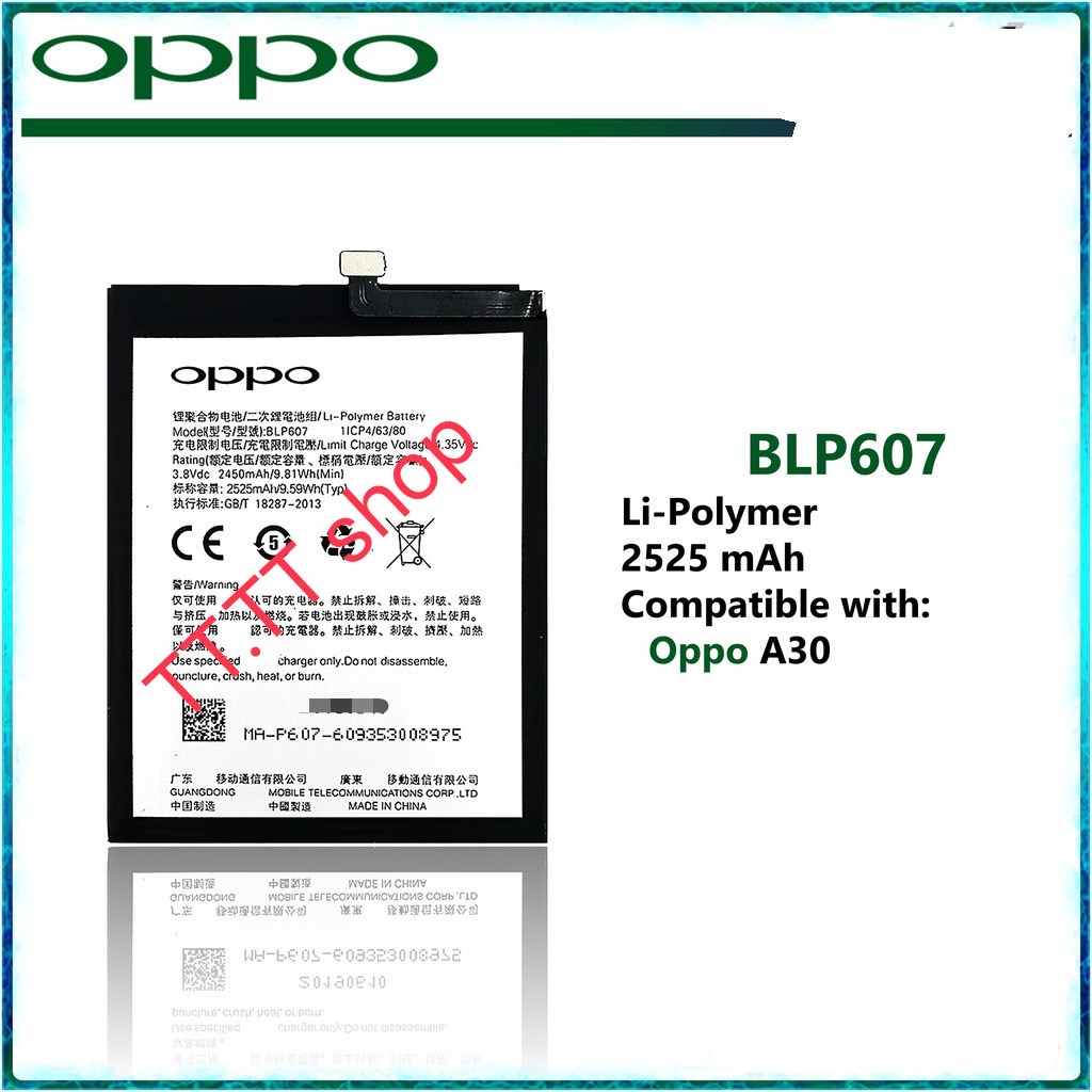แบตเตอรี่ Oppo A30 BLP607 2525mAh ประกัน 3 เดือน | Shopee Thailand