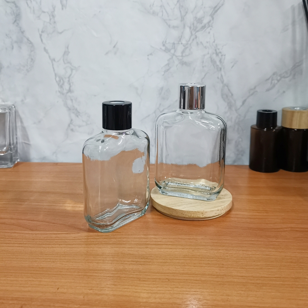 Diffuser Bottles ขวดก้านไม้กระจายกลิ่น ขวดเปล่าทรงแบน (ใส) พร้อมฝา 80 ...