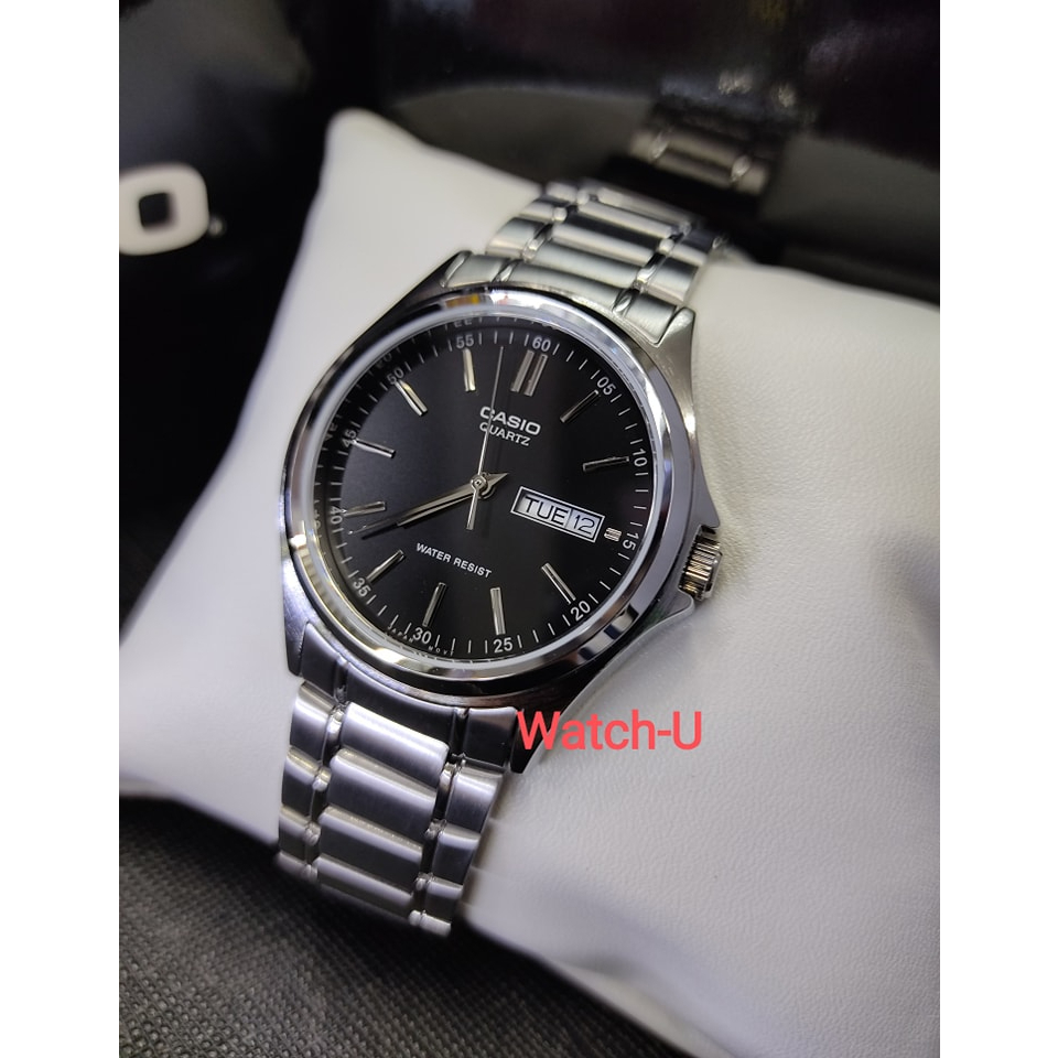 นาฬิกาข้อมือผู้ชาย Casio หน้าดำ สายสแตนเลส รุ่น Mtp 1239d 1a Mtp 1239d 1 Shopee Thailand