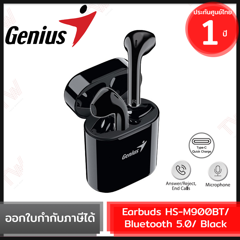 Genius HS-M900BT Wireless Stereo Earbuds [Black] หูฟังเอียร์บัด สีดำ ...