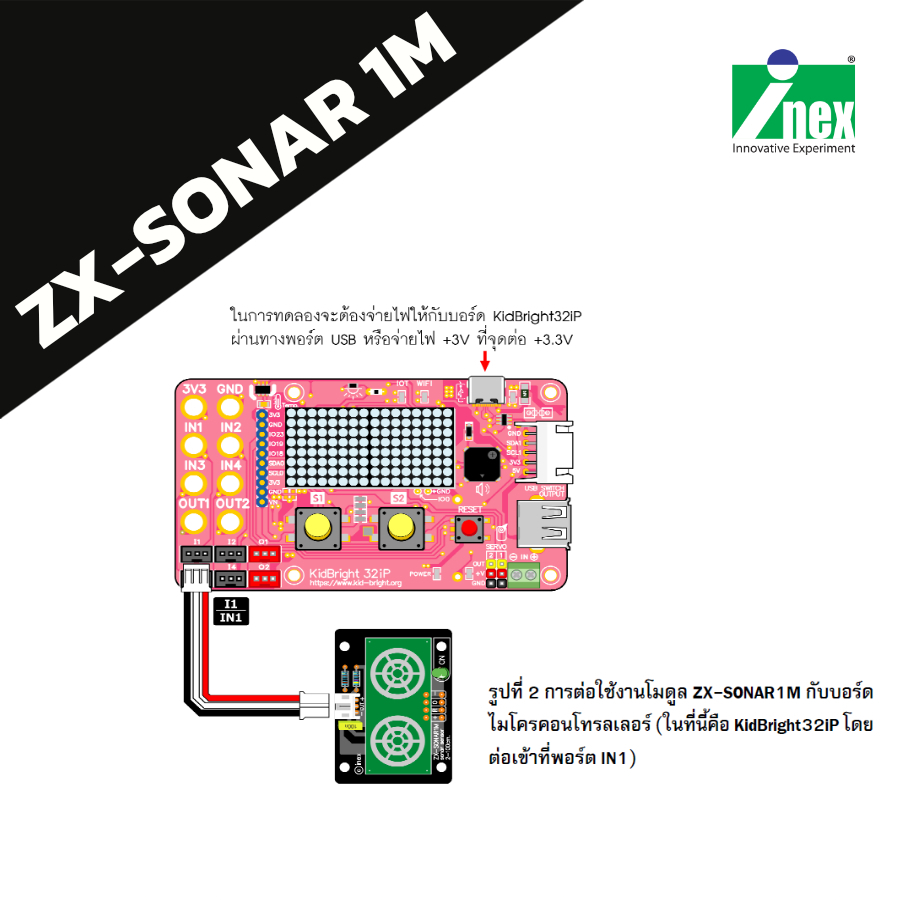 INEX ZX-Sonar1M โมดูลวัดระยะทางด้วยคลื่นอัลตร้าโซนิก#ผลการทำงานเป็นแรงดันไฟตรง/US016/ultrasonic ...