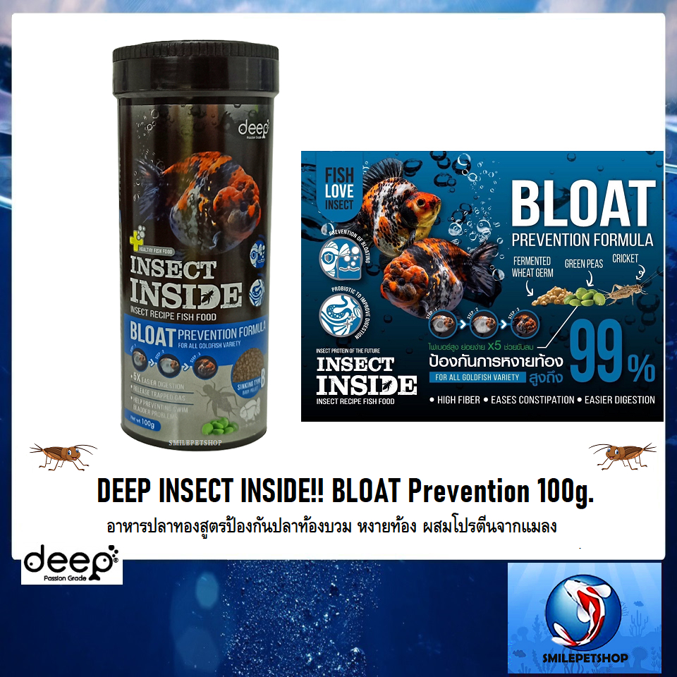 DEEP INSECT INSIDE!! BLOAT Prevention 100g.(อาหารปลาทองสูตรป้องกันปลา ...