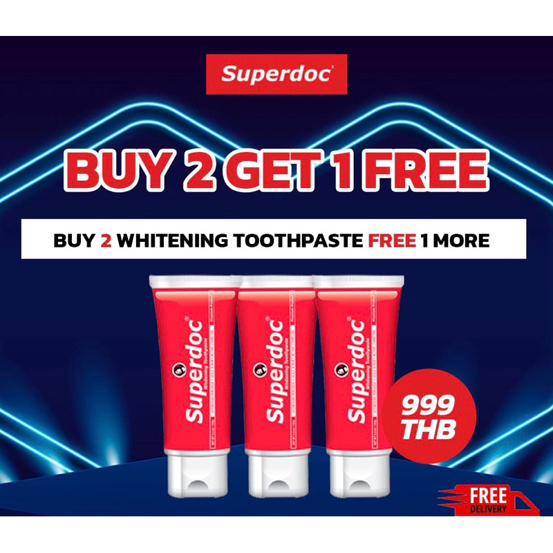 ยาสีฟัน Superdoc whitening by Dr.Sunil Dental Clinic ซื้อ2หลอด เเถมฟรี 1 หลอด | Shopee Thailand