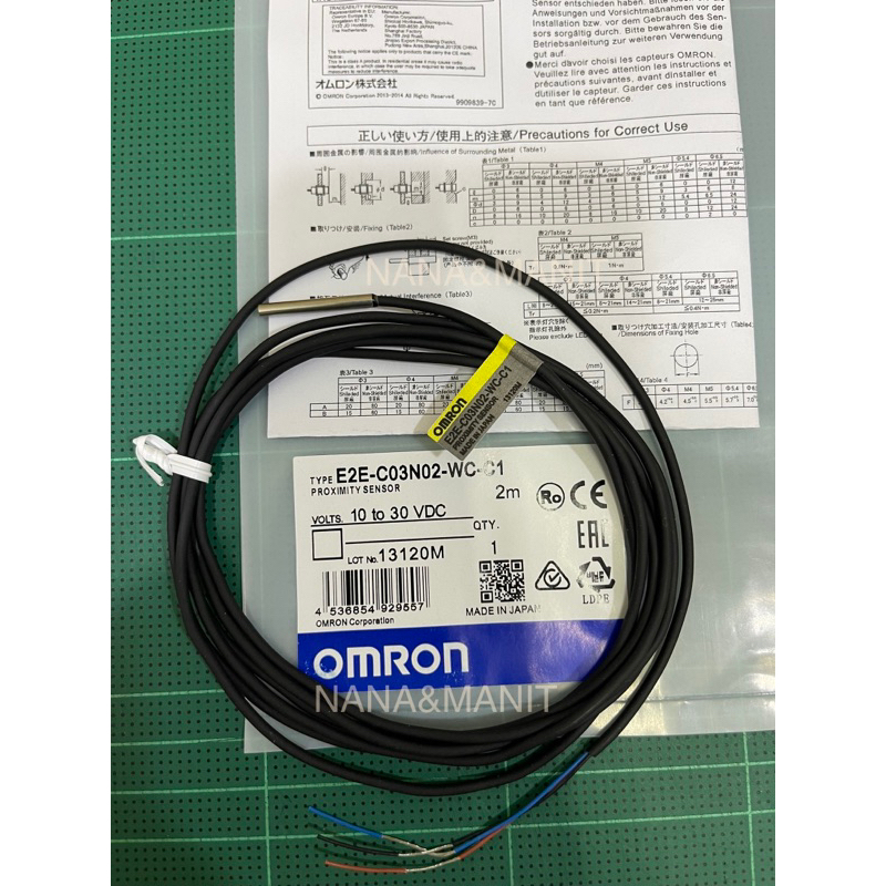 E2E-C03N02-WC-C1 MADE IN JAPAN หัว 3 MM จับโลหะ ระยะจับ 2 MM NPN NO 3สาย ไฟ 12 to 24 VDC พร้อม ...
