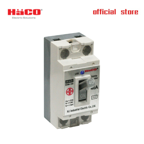 HACO เบรกเกอร์ลอย ป้องกันไฟเกิน 40 แอมป์ Safety Breaker 2P 1E 40A 230VAC 1.5kA รุ่น HACO-SB-N40L ...