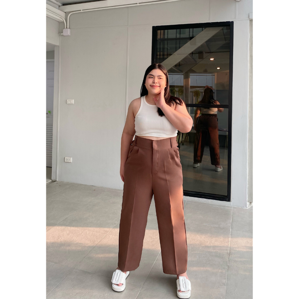 EVERYDAY PANTS [BASIC] กางเกงสาวอวบ เก็บพุงเอวสูง รุ่นประหยัด | Shopee Thailand