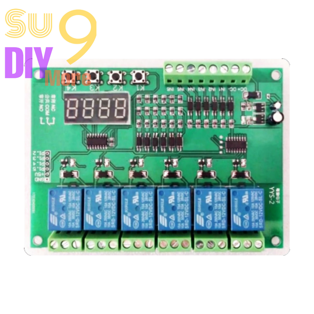 6 way programmable relay module MCU development delay / self - locking / jog / interlock switch ...