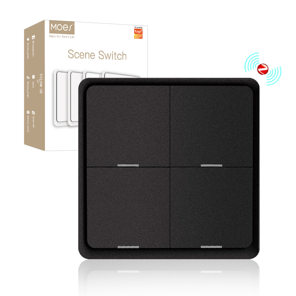 Moes 4 Gang Tuya Zigbee สวิตช์ควบคุมฉากไร้สาย 12 ปุ่มกด โดยแบตเตอรี่ ...