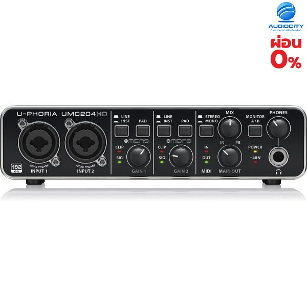Behringer UMC204HD ออดิโออินเตอร์เฟส 2x4, 24-Bit/192 kHz USB Audio/MIDI ...