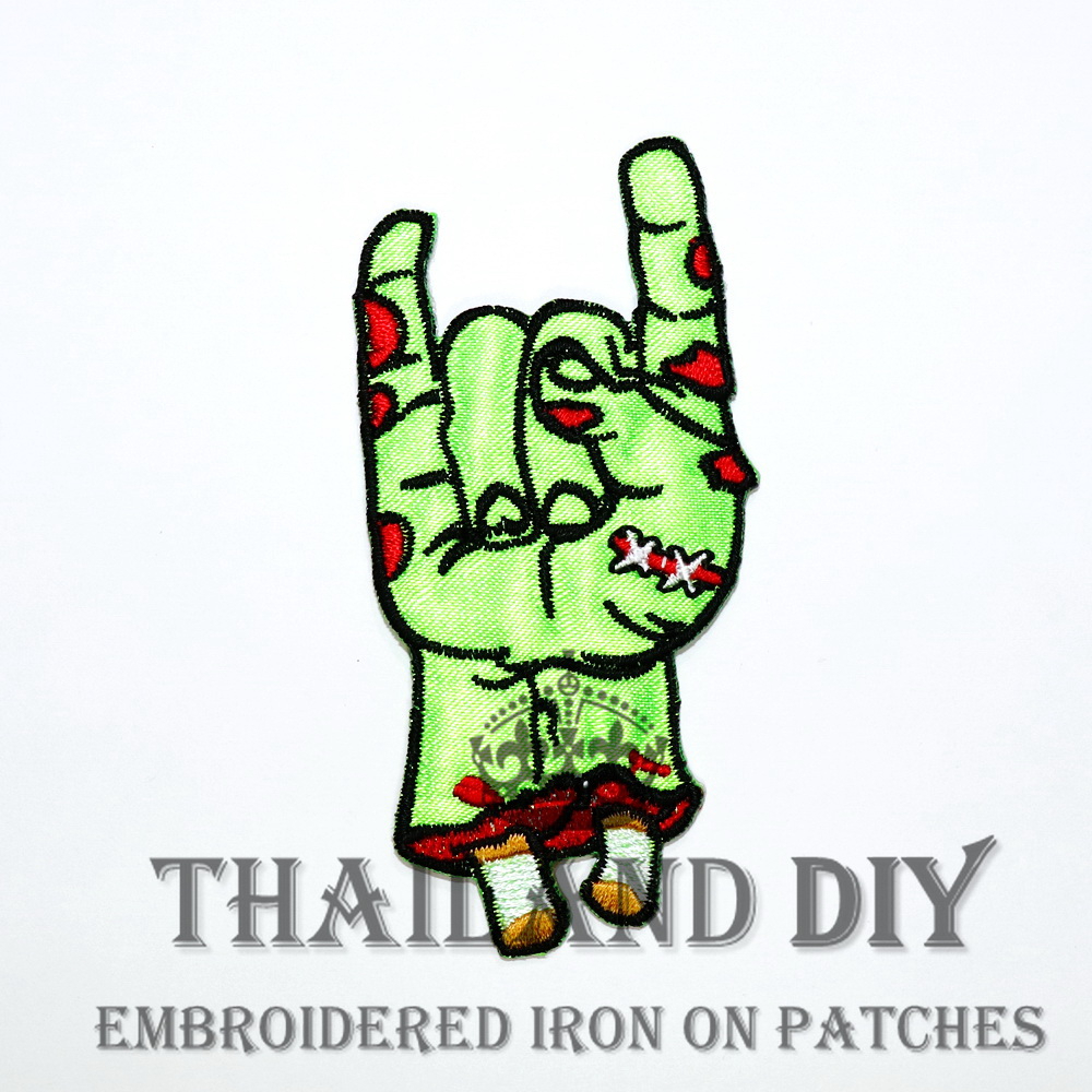ตัวรีดติดเสื้อ ลายสัญลักษณ์นิ้วมือ ซอมบี รักโลก รัก Zombie Hand Sign ...