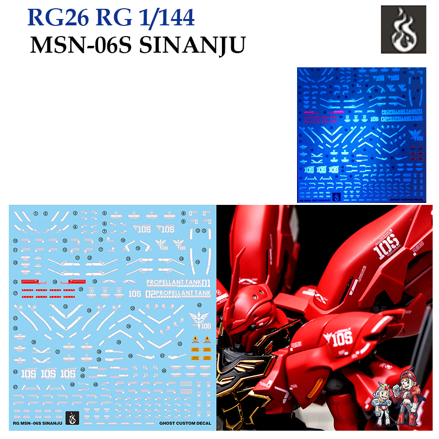 ดีคอลน้ำ [Ghost] RG 26 MSN-06S SINANJU RG 1/144 (HIQ Water Decal ...