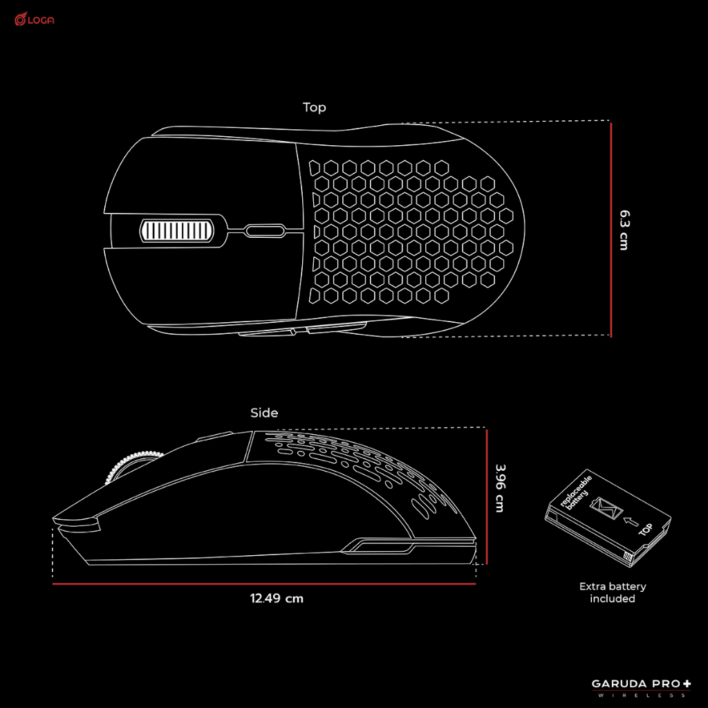 LOGA GARUDA PRO PLUS : Wireless Gaming mouse ( Hotswappable battery) สี ...