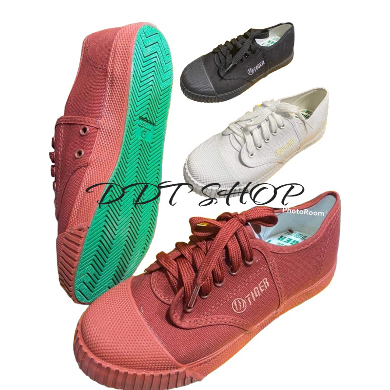 A TG205 รองผ้าใบนักเรียนแบบผู้เชือก ไทเกอ TIGER 205 สีดำ ไซส์ 28-45 ...