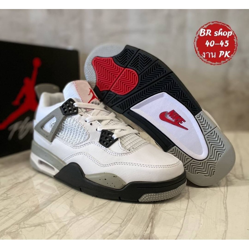 Nike Air Jordan 4 Retro (size40-45) White Gray | Shopee Thailand
