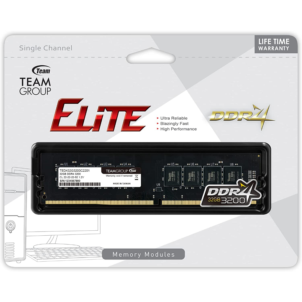 32GB (32GBx1) DDR4/3200 RAM PC (แรมพีซี) TEAM ELITE U-Dimm (TED432G3200C2201) | Shopee Thailand