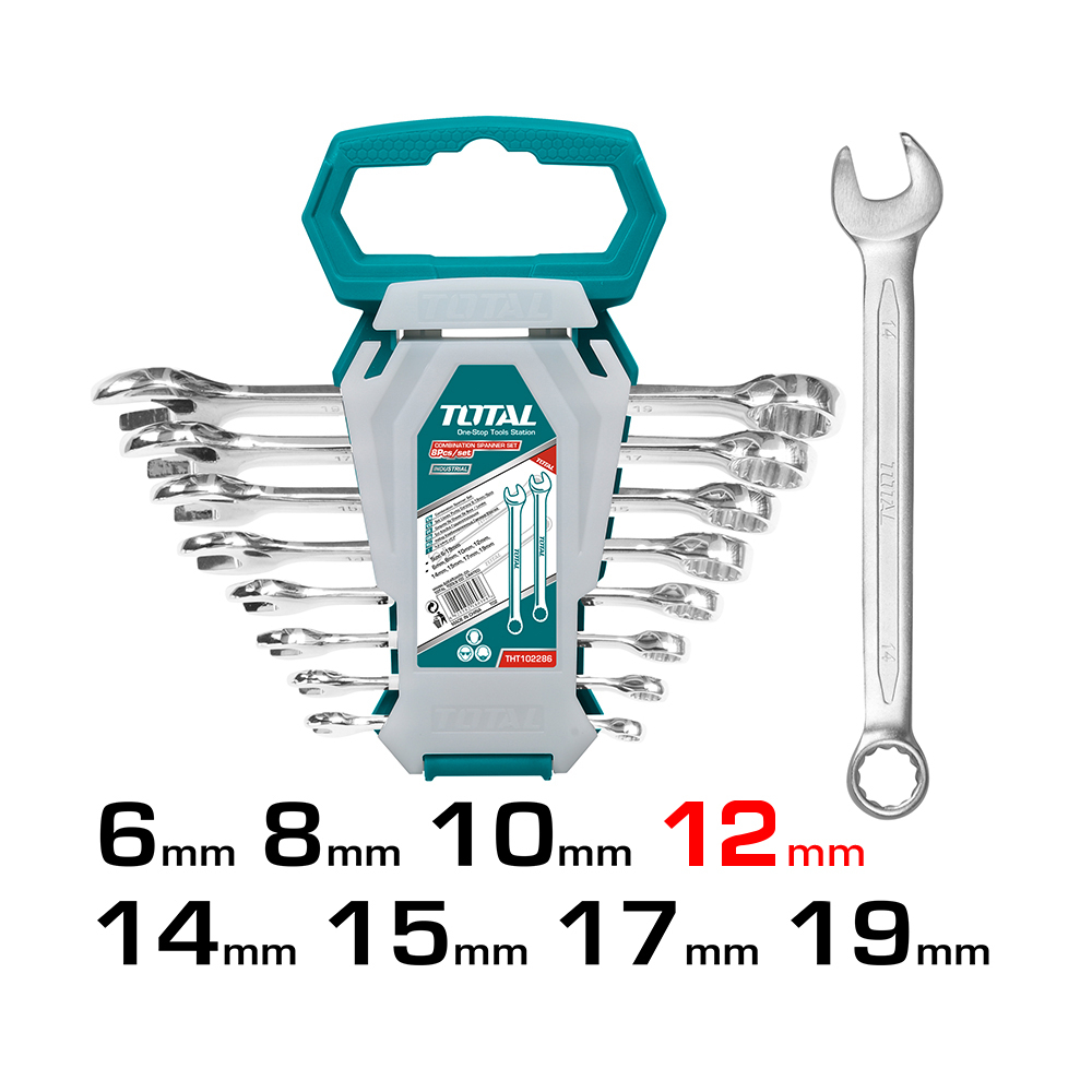 Total ประแจแหวนข้างปากตาย 8 ตัวชุด ขนาด 6-19 mm. รุ่น THT102286/THT ...