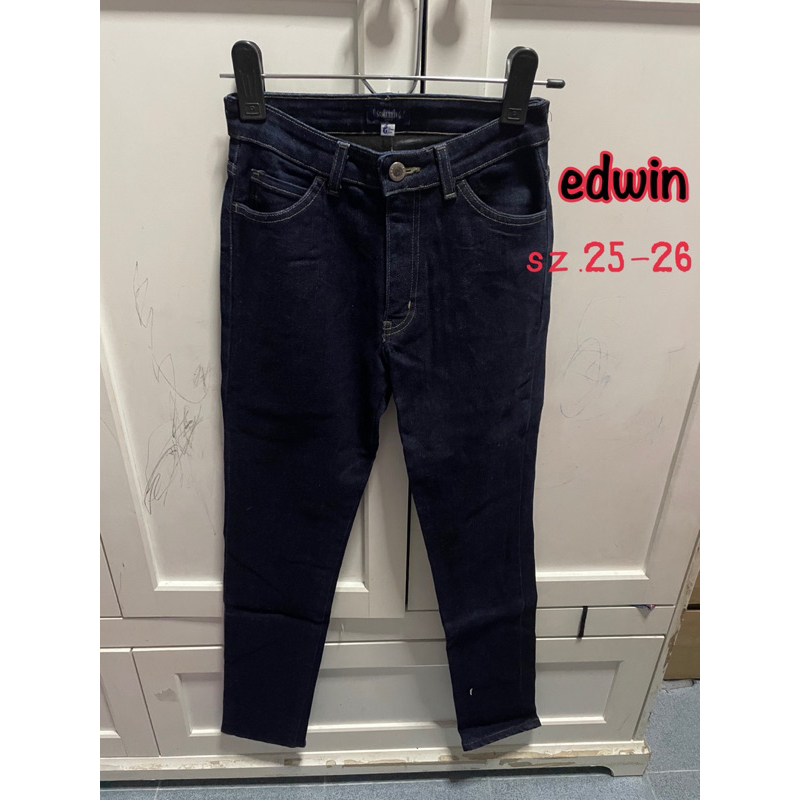 edwin sz.25-26 เอวสูงกลางๆ สีเข้ม ผ้ายืด | Shopee Thailand