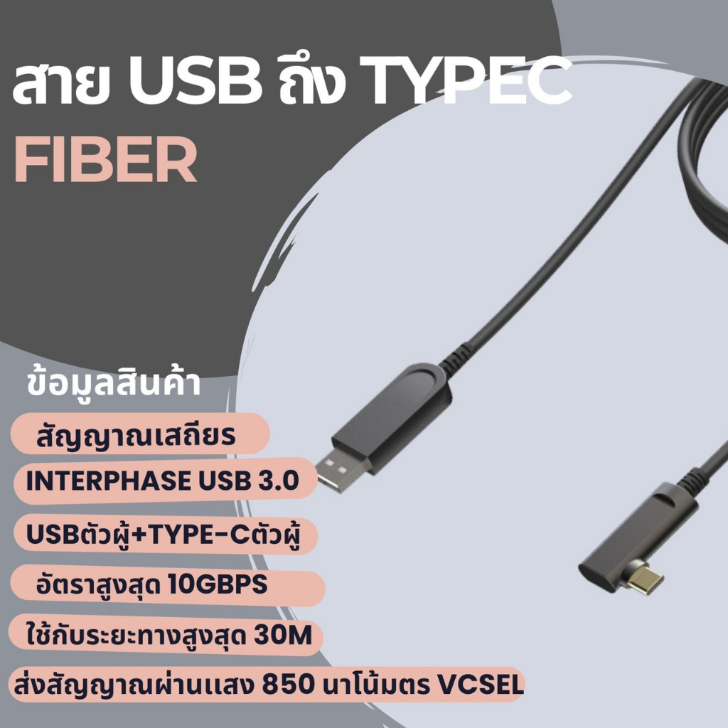 Take U สายเคเบิล FIBER USB 3.0 to Type-C รองรับการส่งสัญญาณทางไกล ความ ...