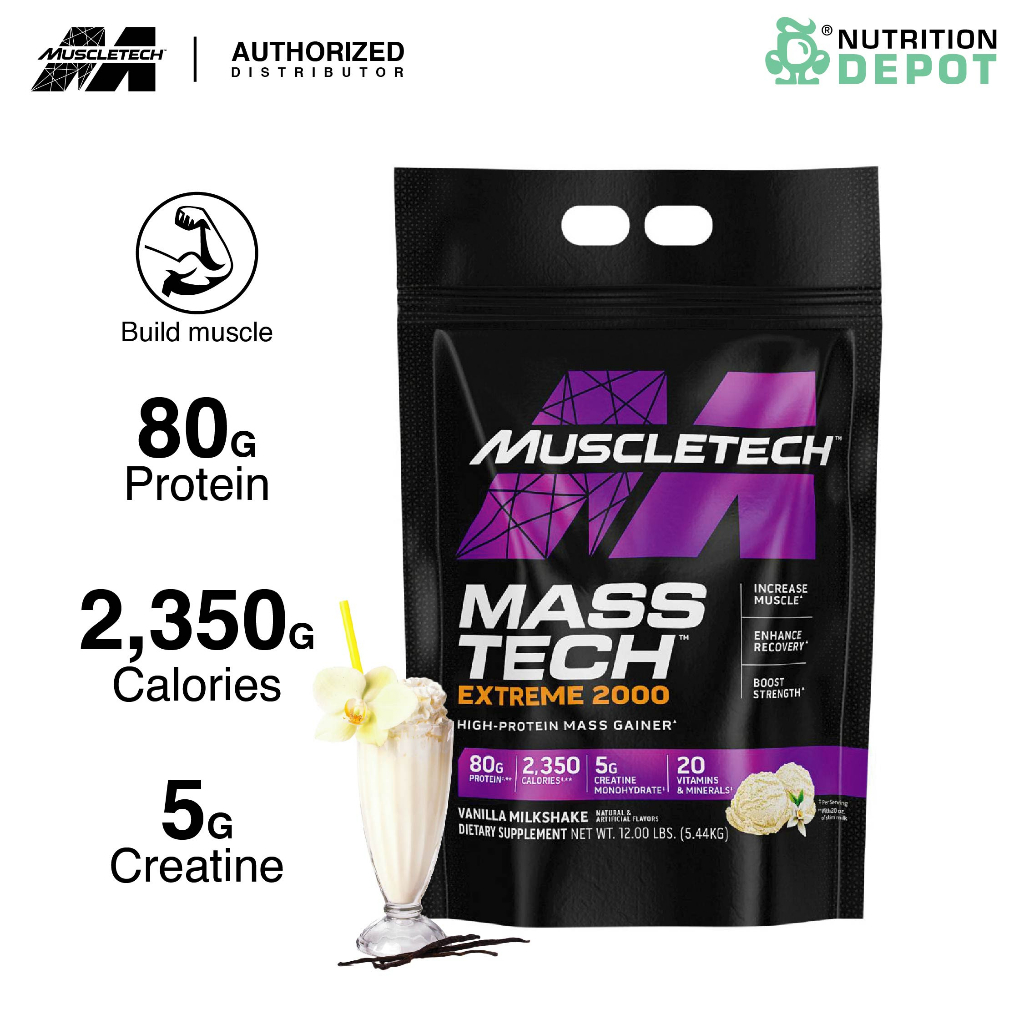 Muscletech Mass Tech Extreme 2000 - Vanilla Milkshake 12lb | Shopee ...