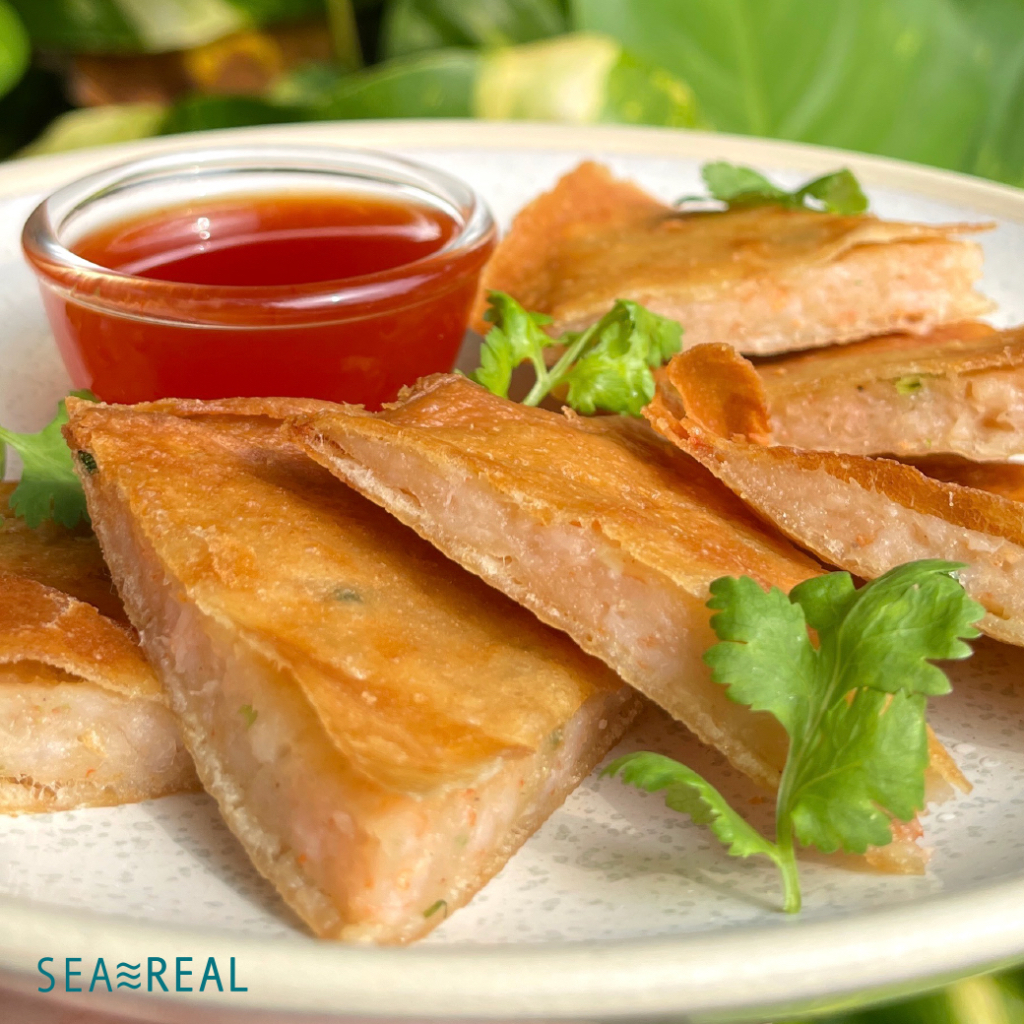 Seareal กุ้งกระเบื้อง 520 กรัม พร้อมน้ำจิ้มบ๊วยหวาน Shrimp Triangles ...