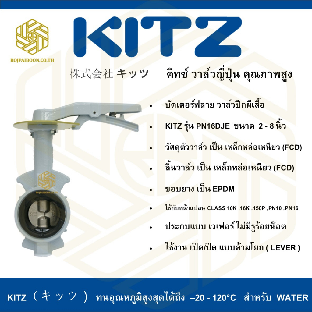 บัตเตอร์ฟลาย วาล์วปีกผีเสื้อ KITZ รุ่น PN16DJE 2.1/2 นิ้ว | Shopee Thailand