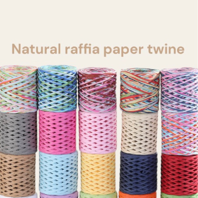 Natural raffia paper twine | เชือกกระดาษจากใยปาล์ม สำหรับตกแต่ง art&craft ม้วนละ 200 เมตร ...