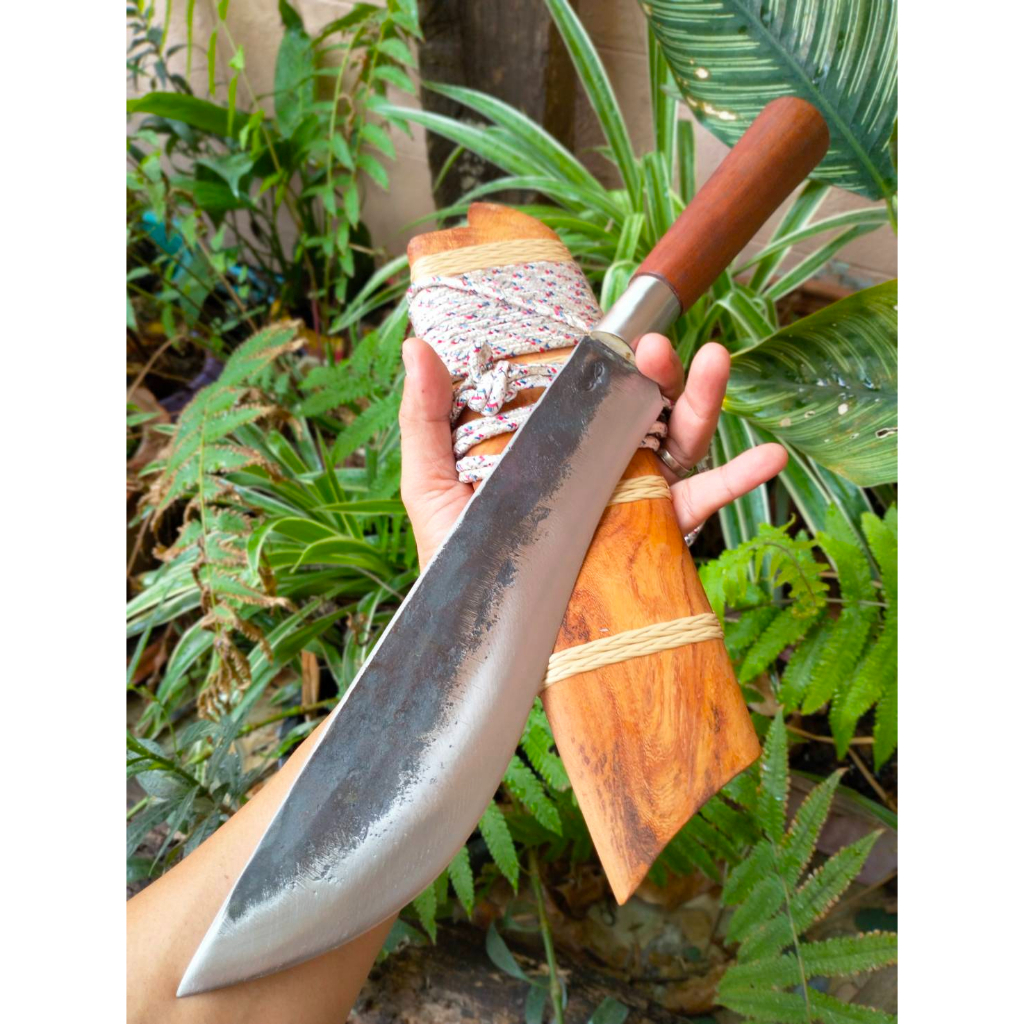 มีดเหน็บ มีดแคมป์ อีเหน็บ E-Nep มีดเดินป่า 10.7” SUP9 ผิวไฟ ด้ามฝักไม้ประดู่ คอเลส ถักหวายเทียม ...