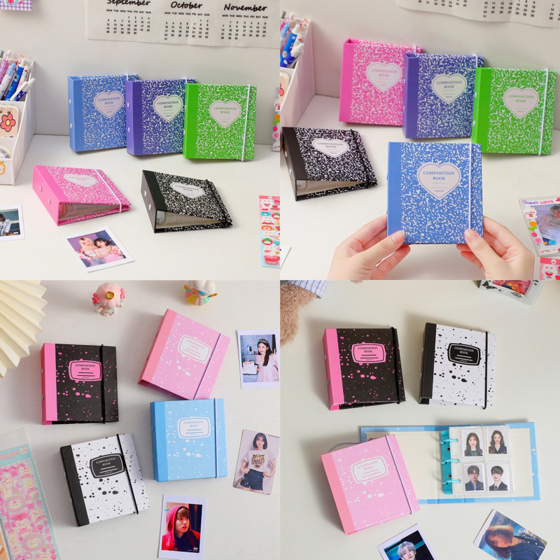 แฟ้มการ์ดเล่มเล็ก 3ห่วง ลายComposition book ,mini collectbook แฟ้มเก็บ ...