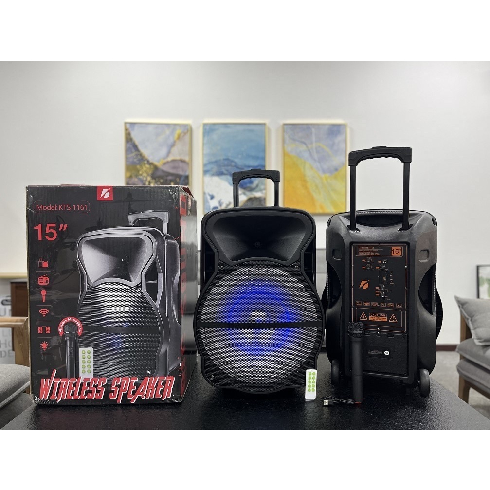ลำโพงบลูทูธรุ่น KTS-1161 เสียงดีเบสหนัก ขนาดดอก 15นิ้ว (ฟรีไมค์ลอย+สายชาร์จ)ปรับเบส แอคโค่ได้ ...