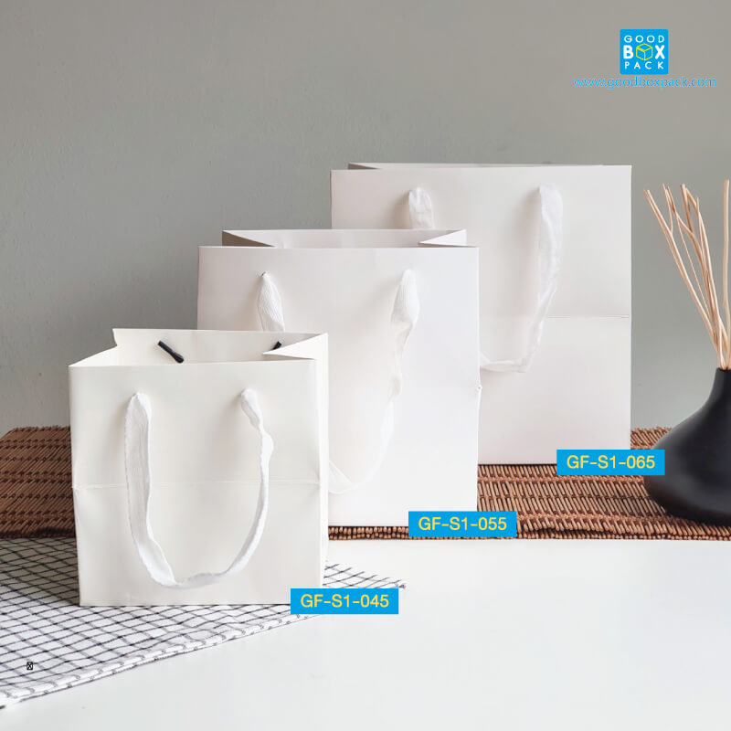 Goodboxpack แพ็คละ 10 ใบ ถุงกระดาษก้นกว้างพรีเมี่ยม ถุงกระดาษปอนด์พรีเมี่ยม คราฟท์/ขาว/แดง อ่าน ...