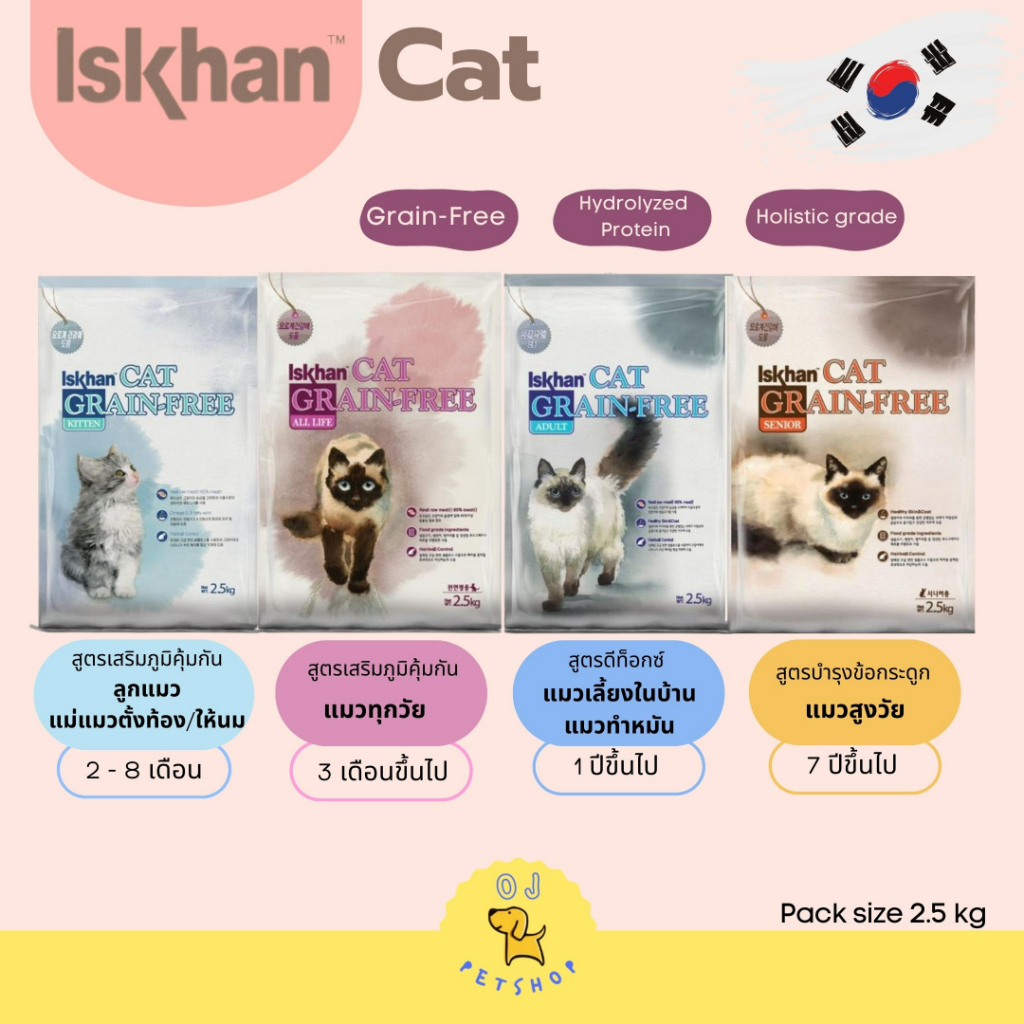 [Exp.2025] Iskhan cat grain-free อาหารแมวพรีเมียมจากเกาหลี 2.5 kg ...
