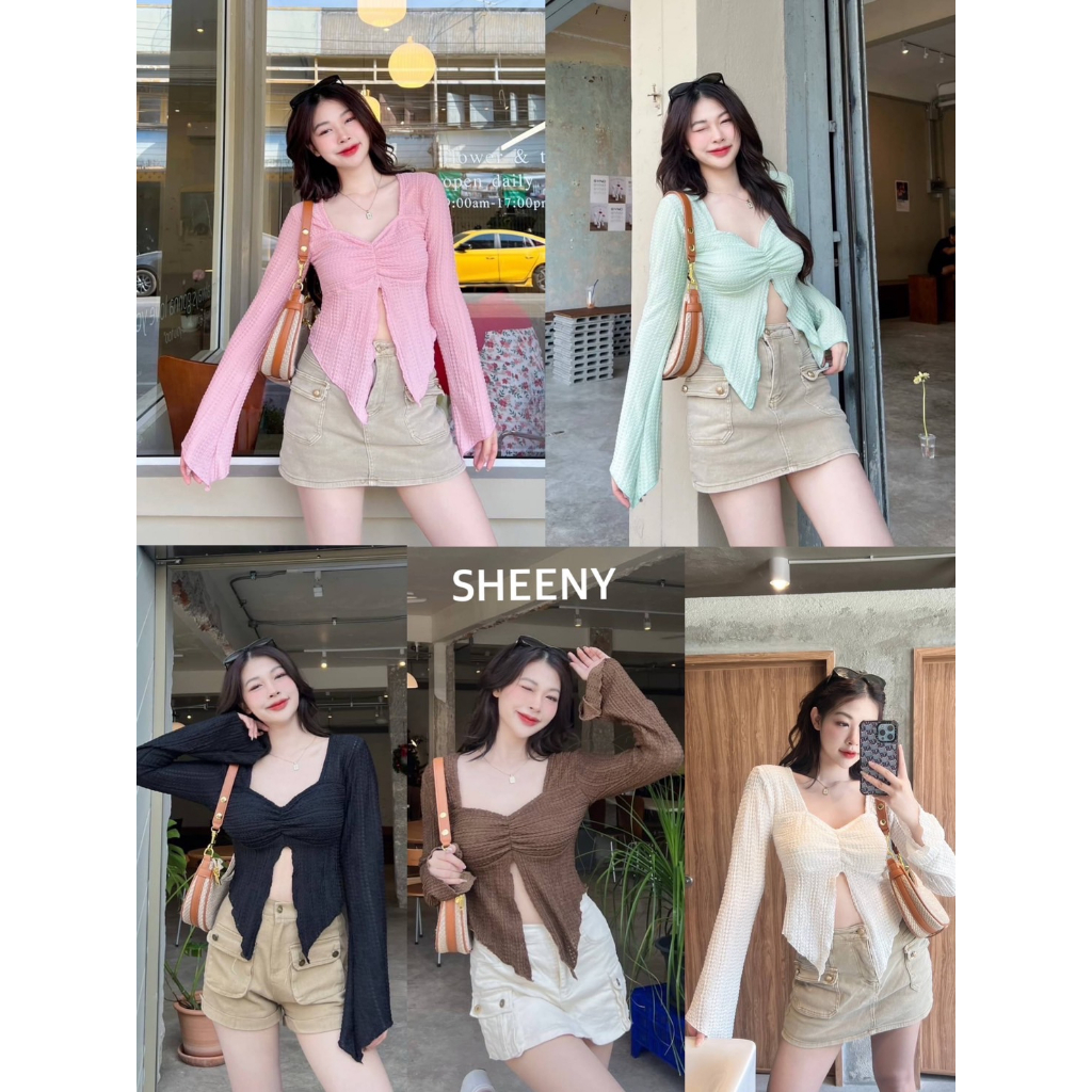 *จำนวนจำกัด*เสื้อครอปซีทรู เสื้อครอปสายฝอ แขนกระดิ่ง เสื้อจั๊มอกแขน ...