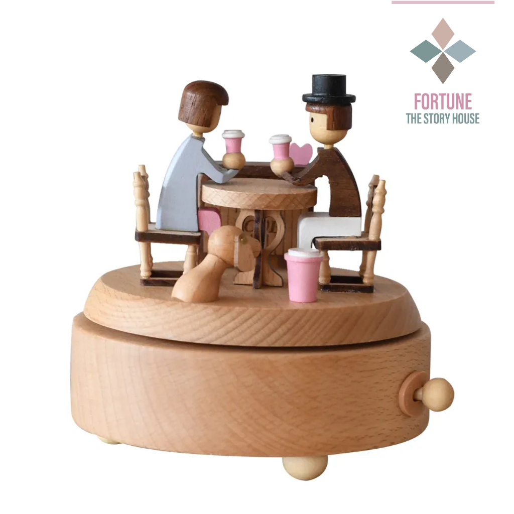 กล่องดนตรีไม้ คู่รัก (Valentine) Music box กล่องดนตรีไขลาน ของที่ระลึก ...