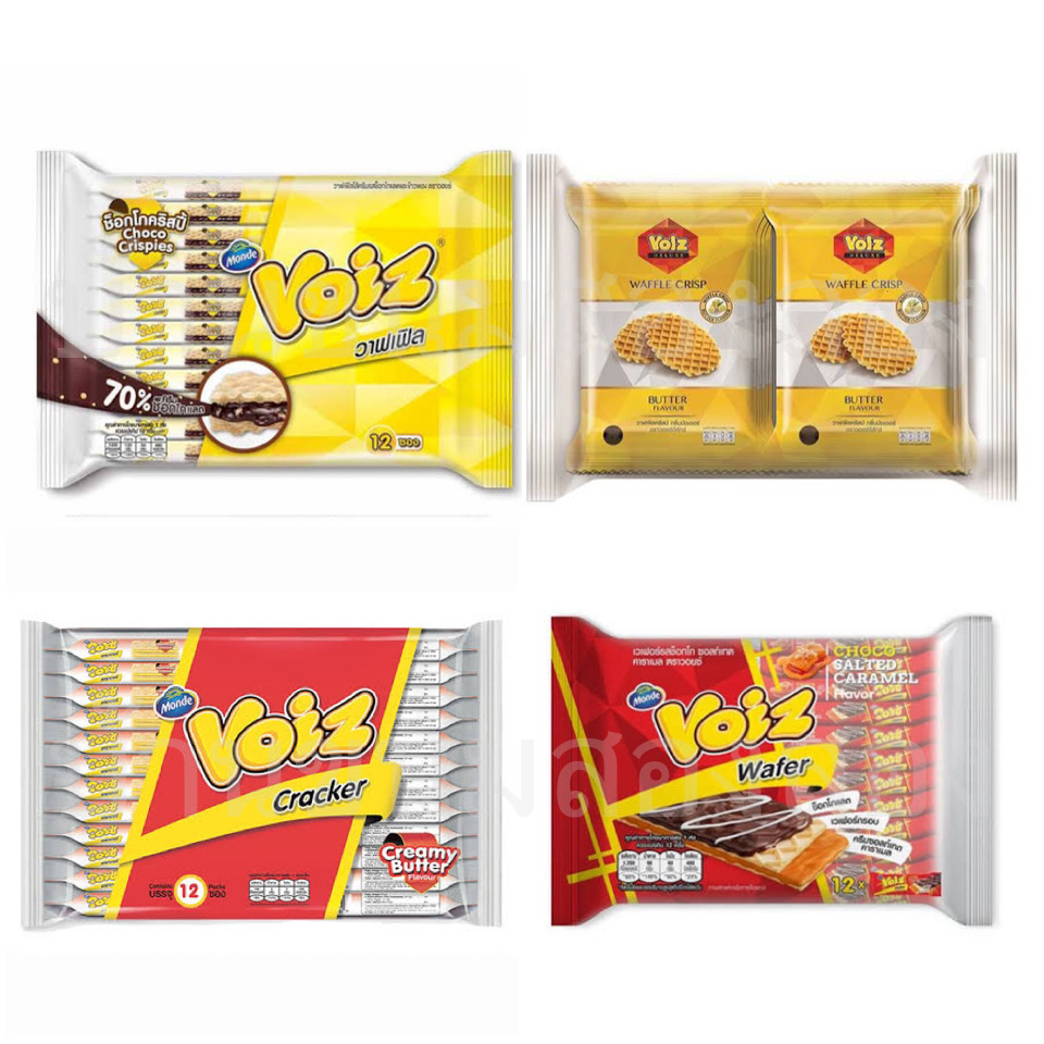 Voiz ขนม วอยซ์ ยกแพ็ค 12ซอง แครกเกอร์ ครีมมี่บัตเตอร์ วาฟเฟิล กรอบ หอม ทานเพลิน | Shopee Thailand