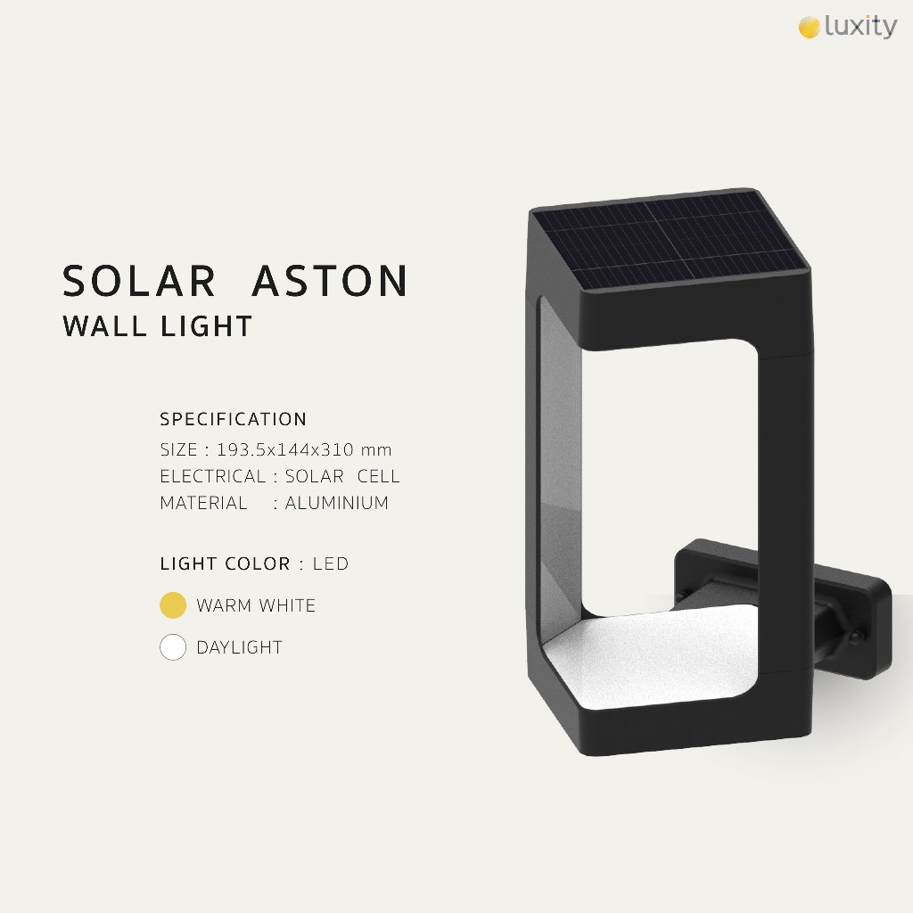 Solar Aston - Wall Lamp โคมไฟกิ่งติดผนังโซล่าร์เซลล์ LED สำหรับติดตั้ง ...